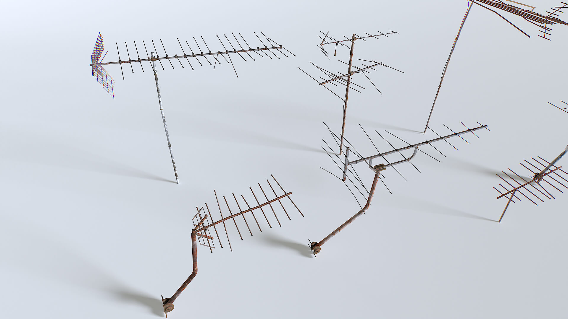 Rusty Old TV Antennas Pack - 3D Model by 32cm