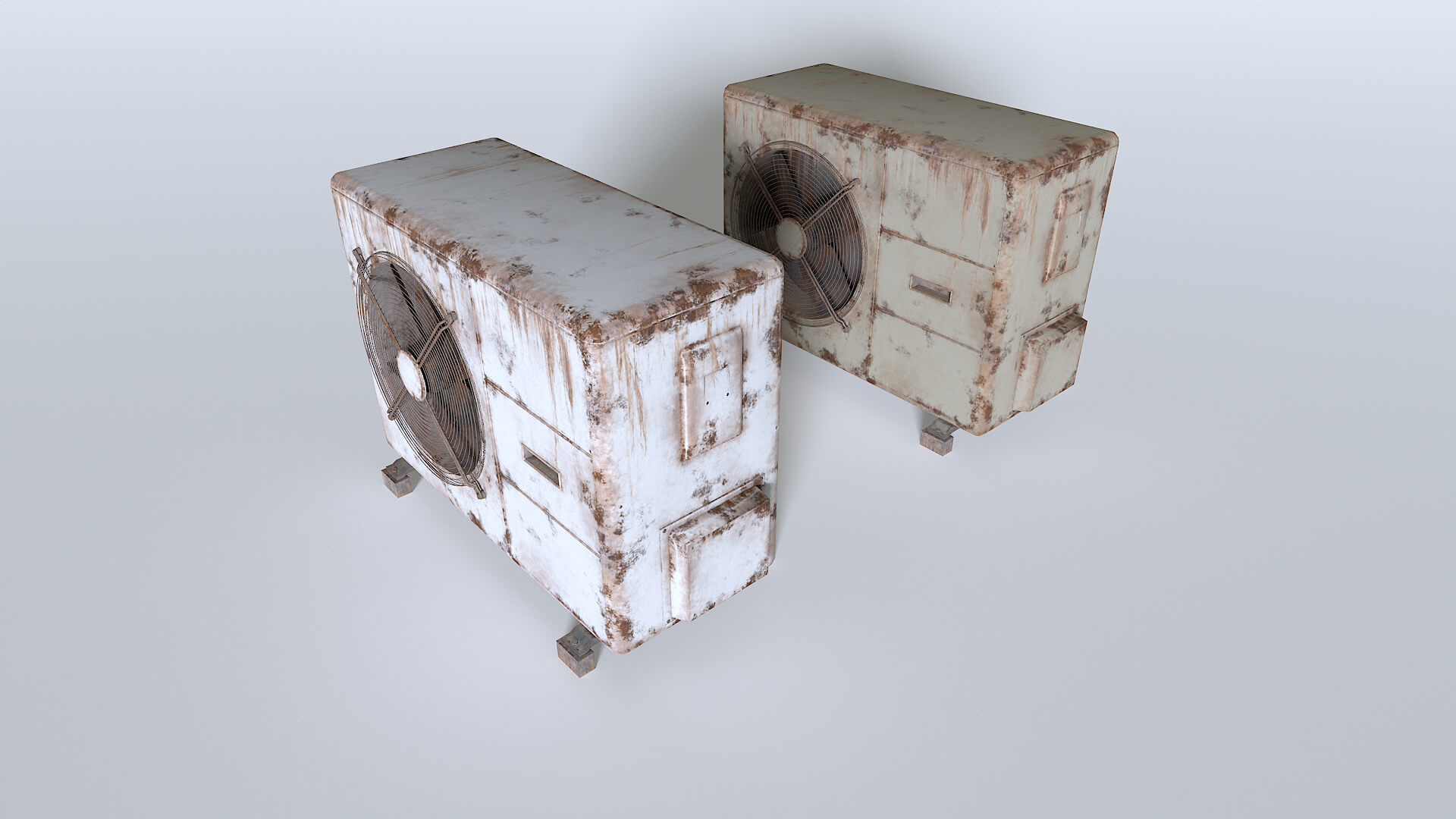 Rusty Rooftop AC HVAC Unit 3 - 3D Model by 32cm