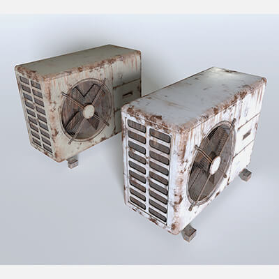 Rusty Rooftop AC HVAC Unit 3 - 3D Model by 32cm