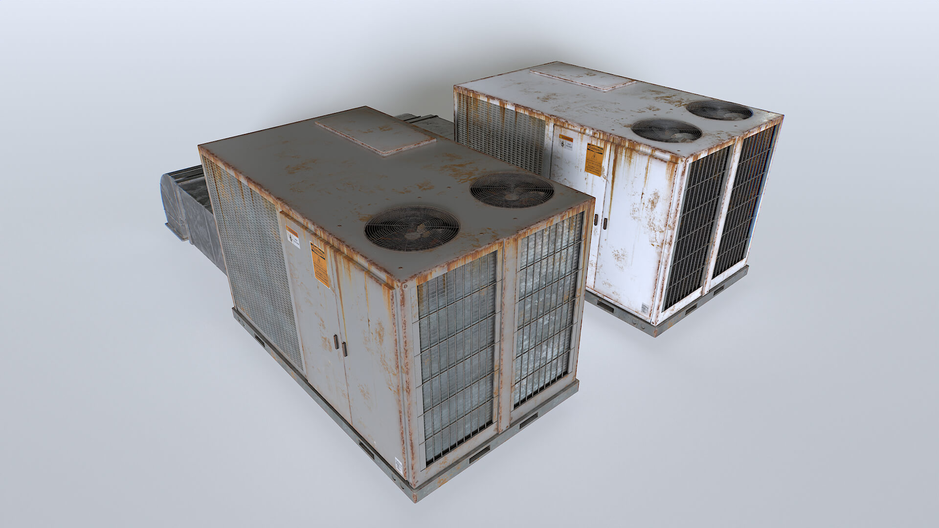 Rusty Rooftop AC HVAC Unit - 3D Model by 32cm