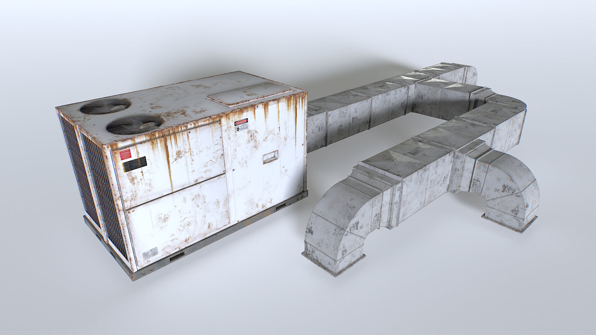 Rusty Rooftop AC HVAC Unit - 3D Model by 32cm