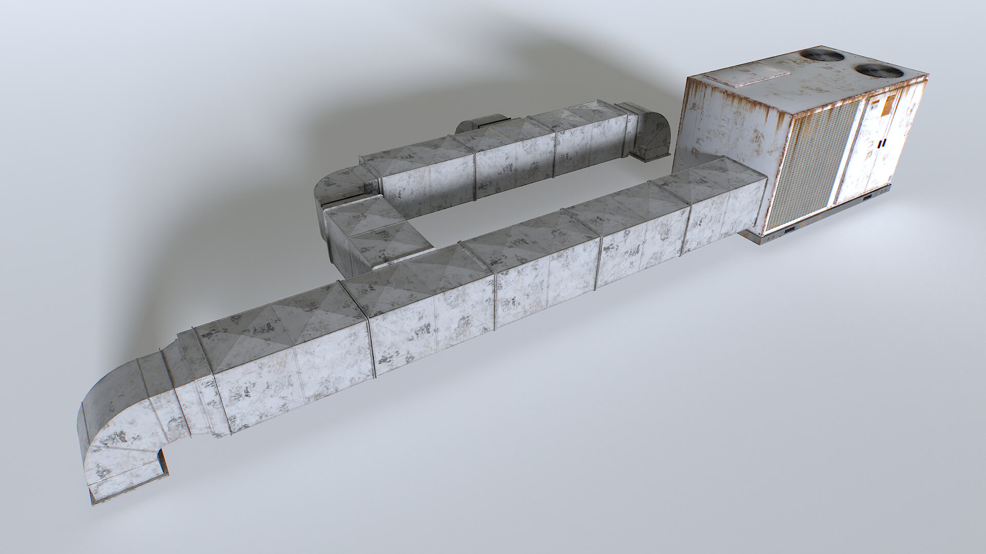 Rusty Rooftop AC HVAC Unit - 3D Model by 32cm