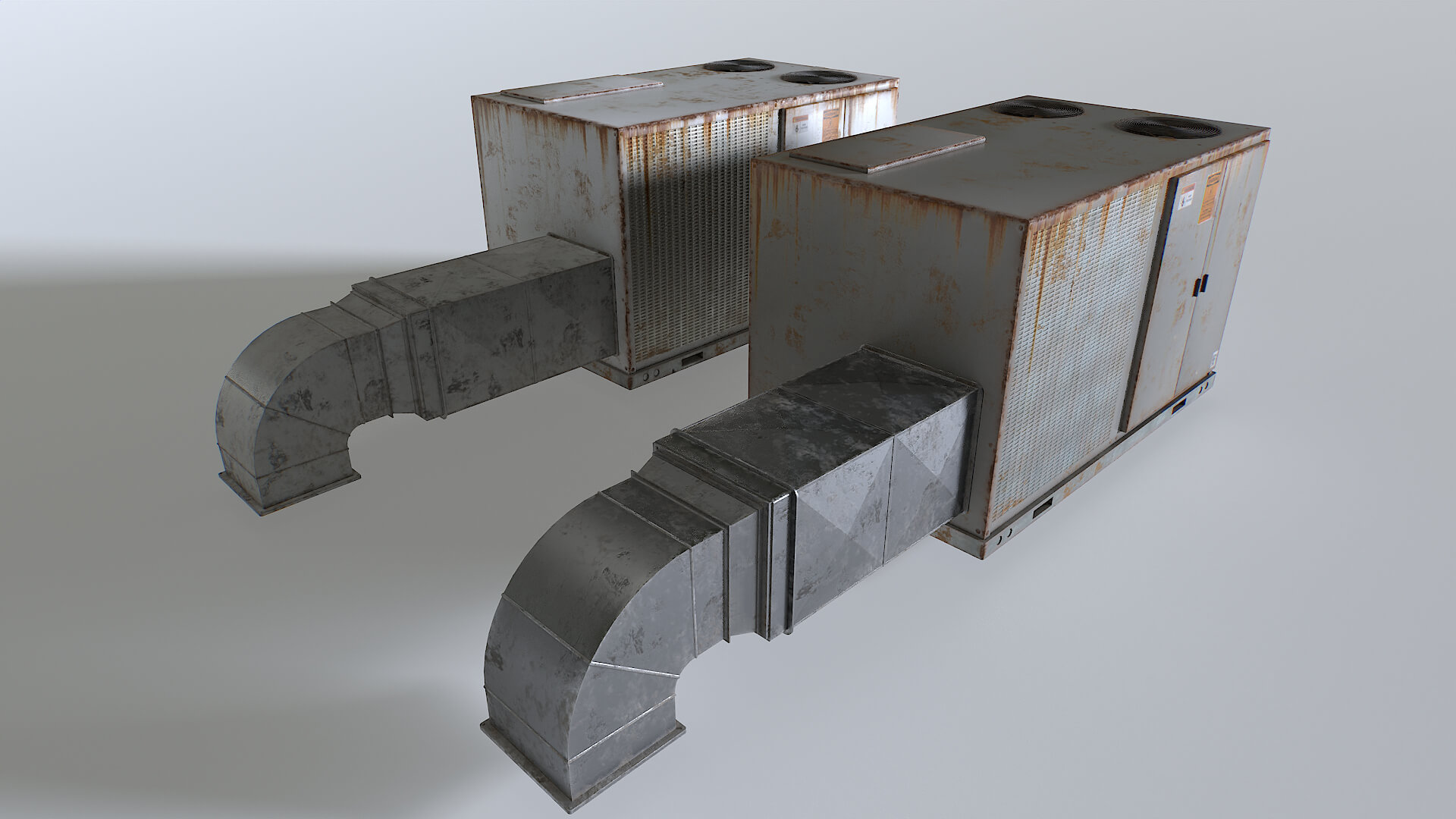 Rusty Rooftop AC HVAC Unit - 3D Model by 32cm