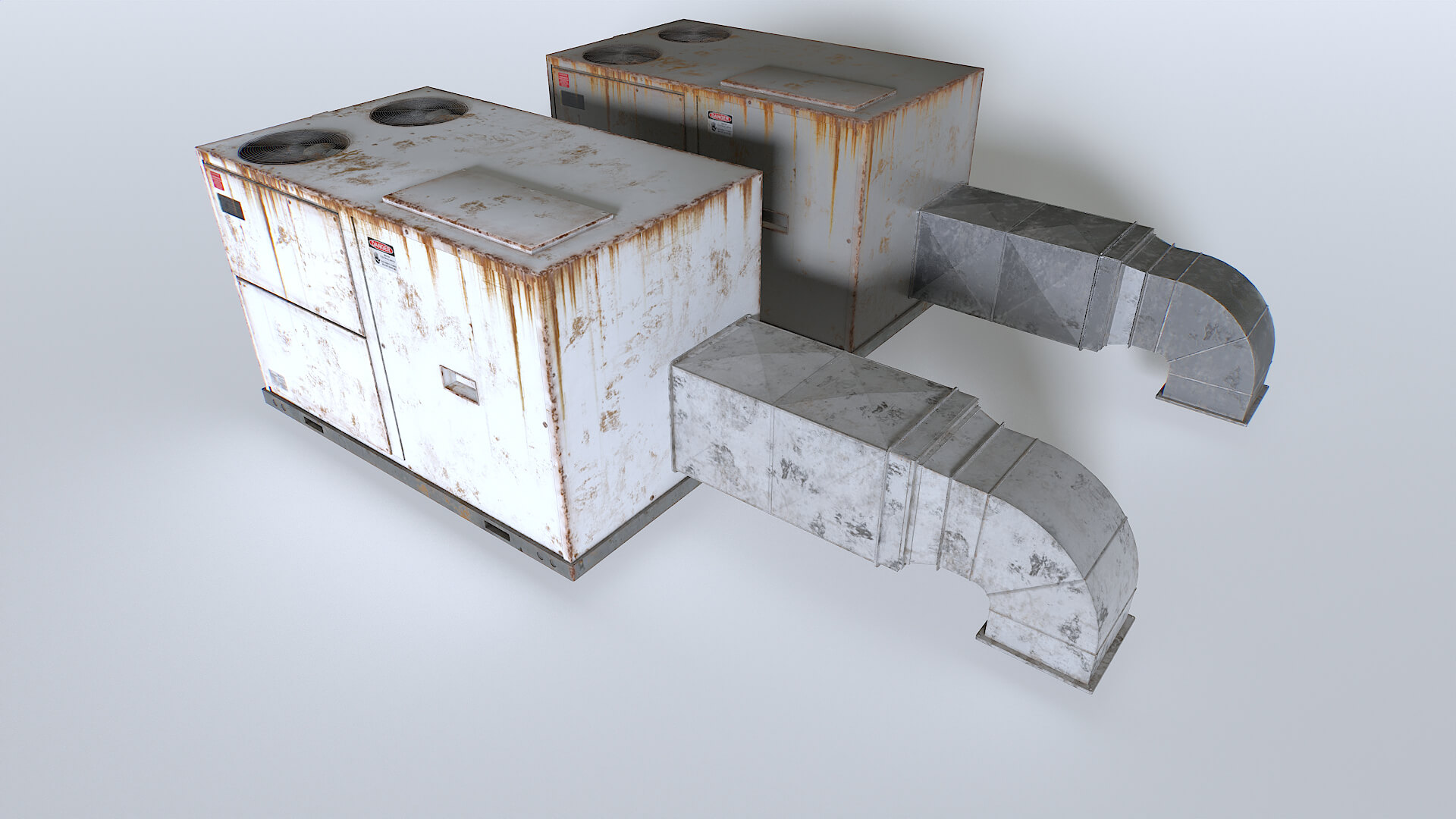 Rusty Rooftop AC HVAC Unit - 3D Model by 32cm