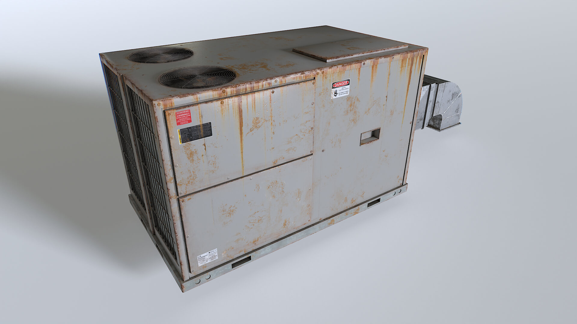 Rusty Rooftop AC HVAC Unit - 3D Model by 32cm
