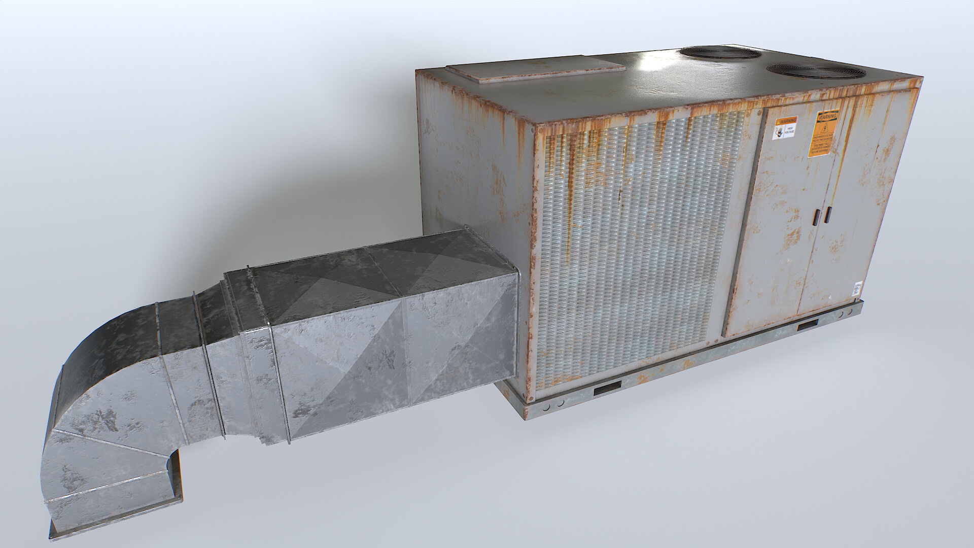 Rusty Rooftop AC HVAC Unit - 3D Model by 32cm