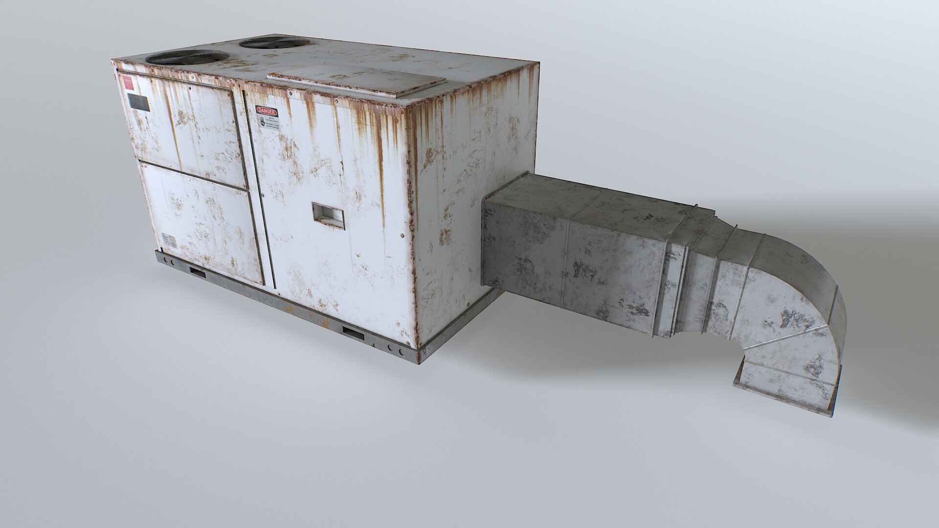 Rusty Rooftop AC HVAC Unit - 3D Model by 32cm