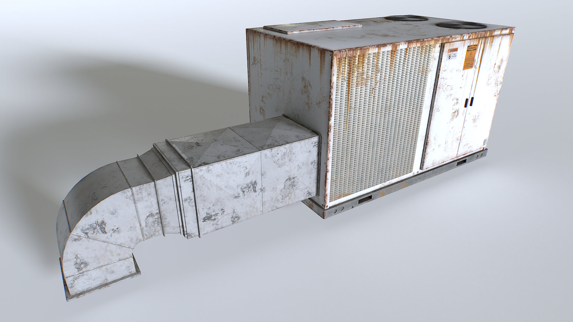Rusty Rooftop AC HVAC Unit - 3D Model by 32cm