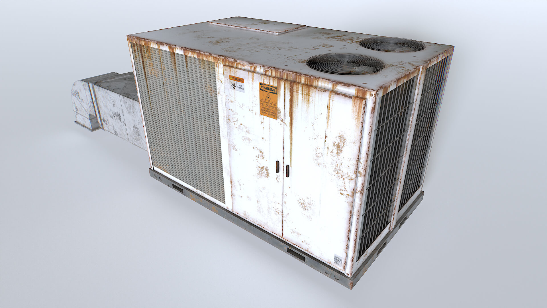 Rusty Rooftop AC HVAC Unit - 3D Model by 32cm