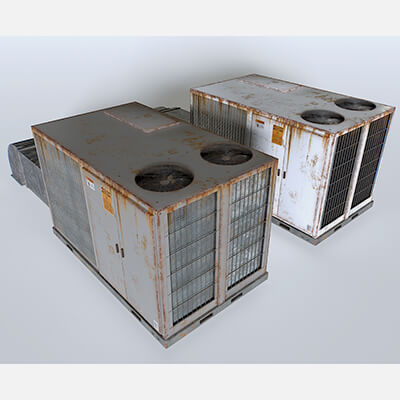 Rusty Rooftop AC HVAC Unit - 3D Model by 32cm