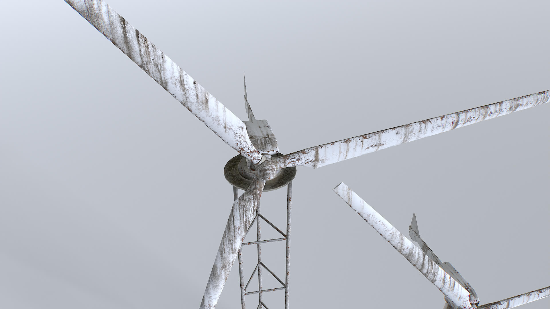 Rusty Rooftop Wind Turbine - 3D Model by 32cm