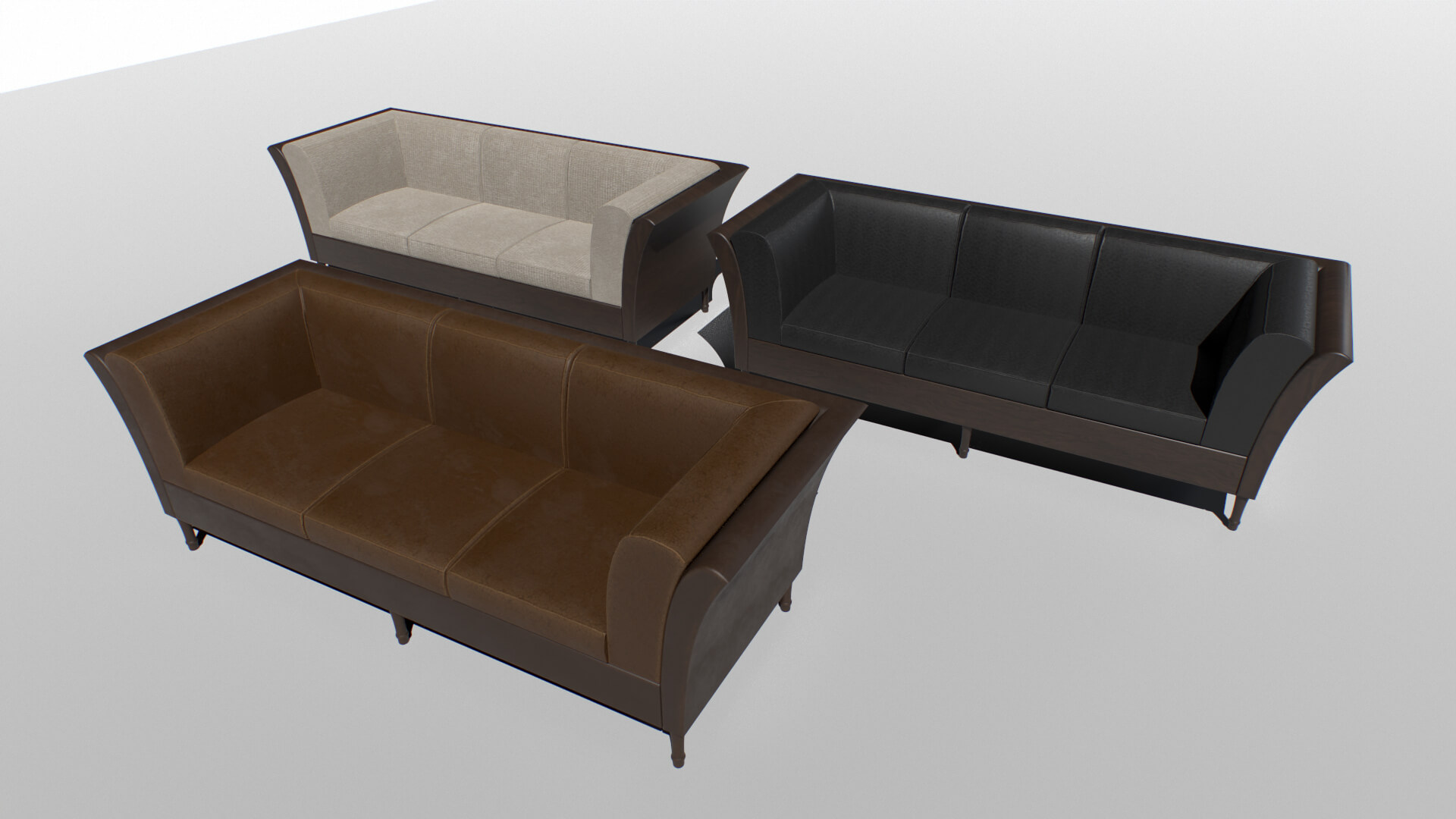 Sofa Set PBR - 3D Model by 32cm
