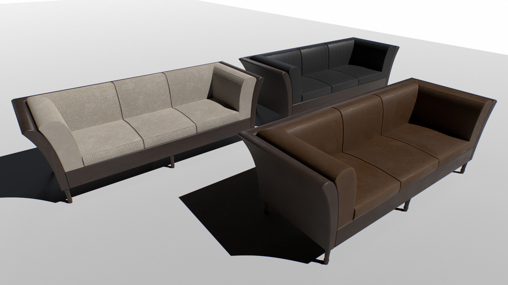 Sofa Set PBR - 3D Model by 32cm
