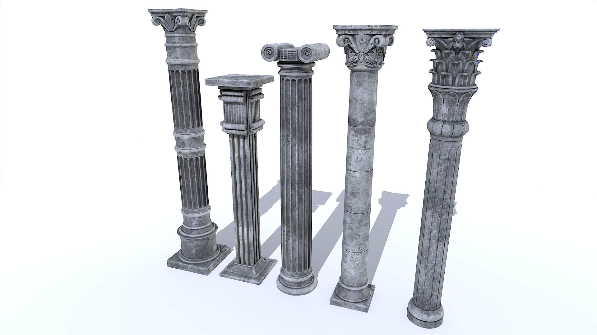 Stone Columns Pack - 3D Model by 32cm