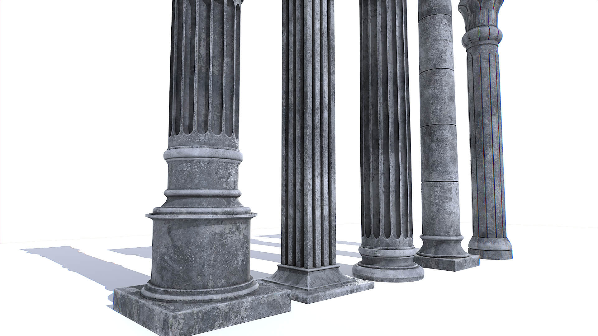 Stone Columns Pack - 3D Model by 32cm