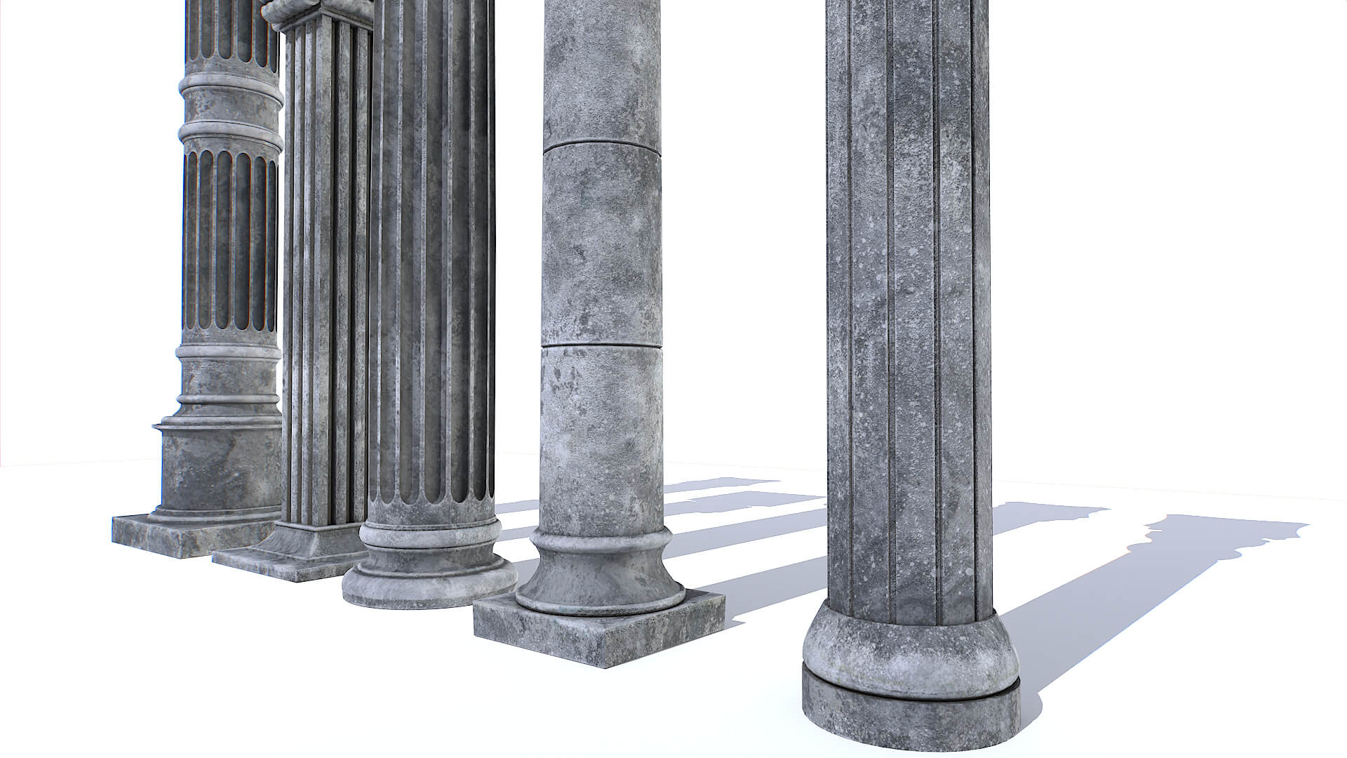 Stone Columns Pack - 3D Model by 32cm