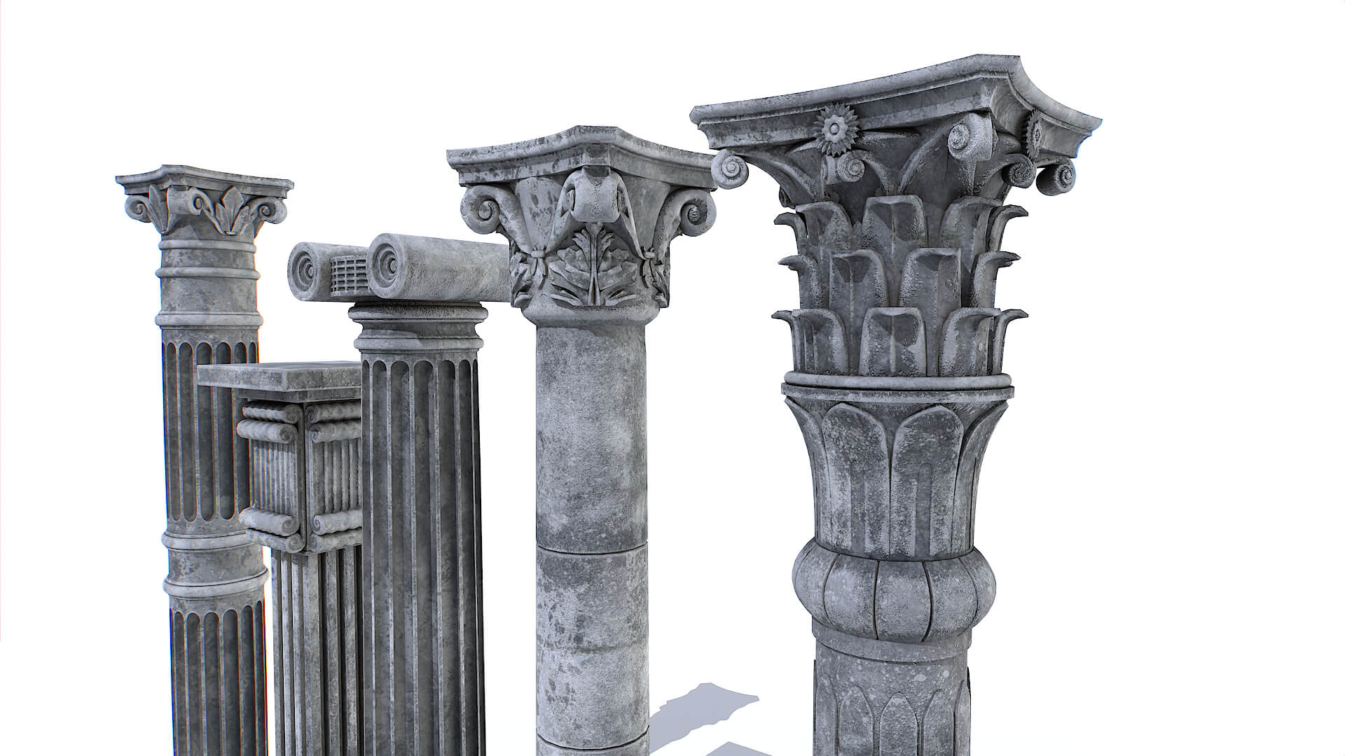 Stone Columns Pack - 3D Model by 32cm