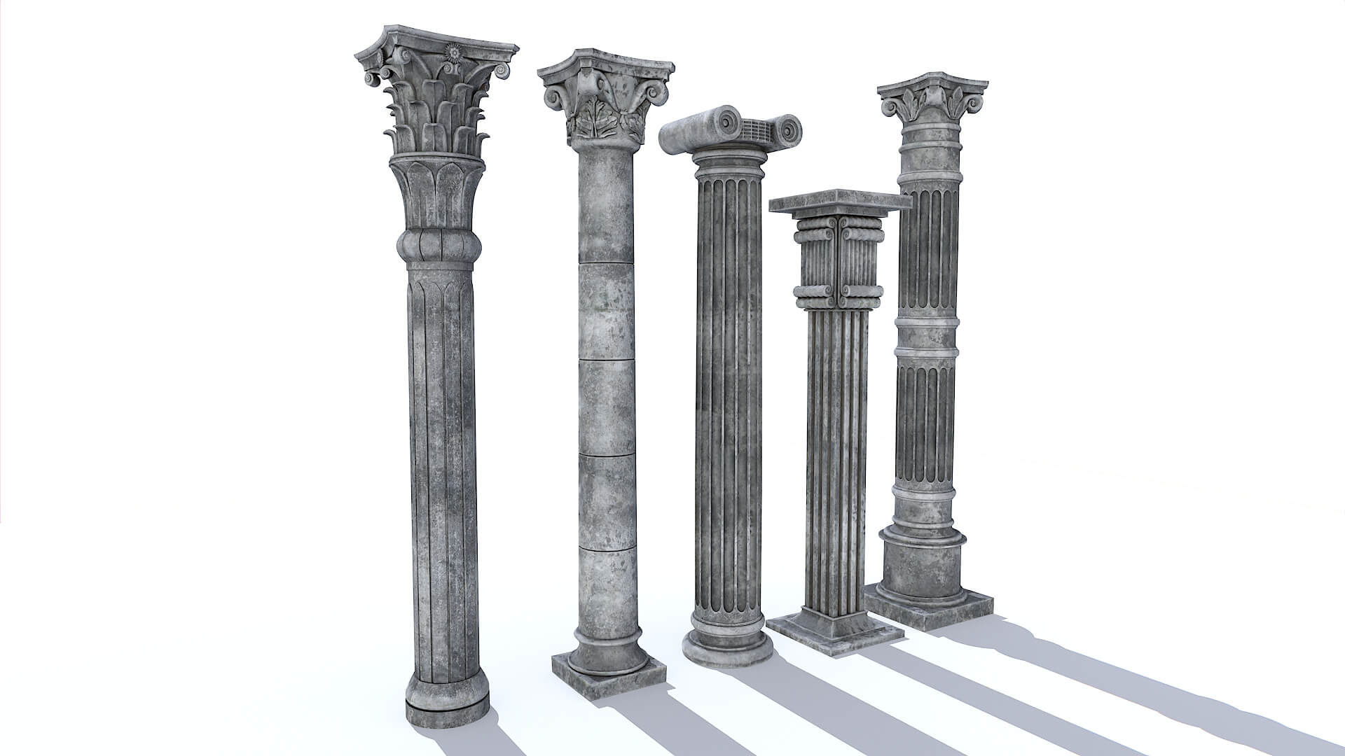 Stone Columns Pack - 3D Model by 32cm