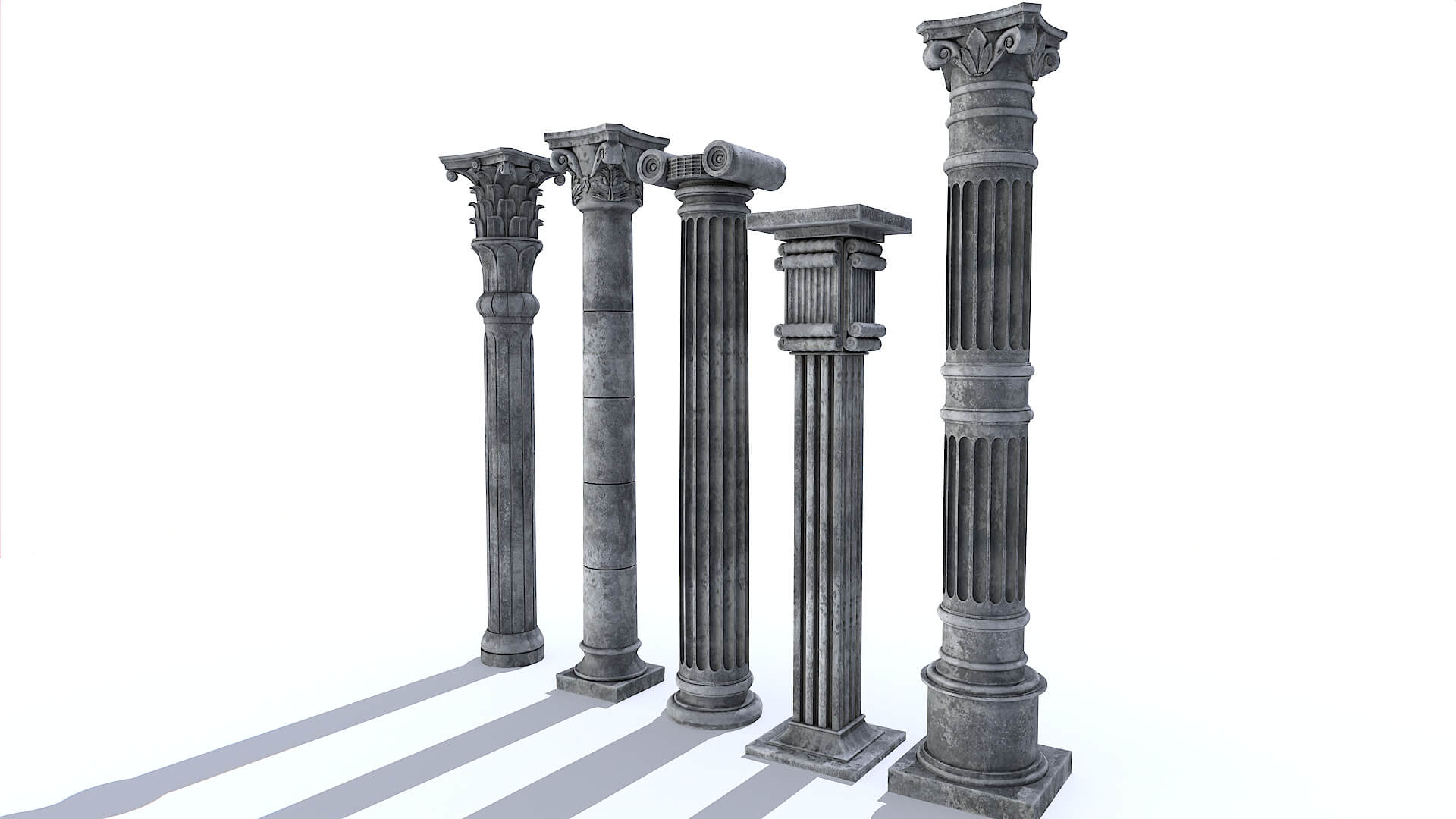 Stone Columns Pack - 3D Model by 32cm