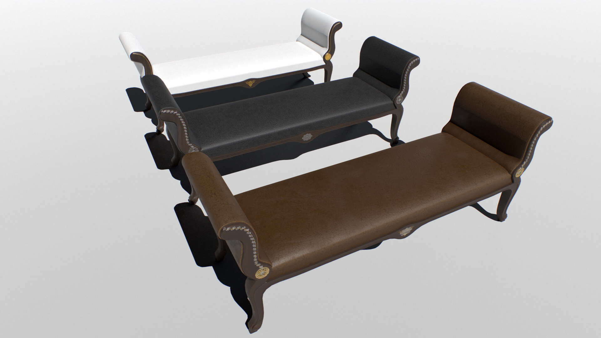 Vintage Bench Set - 3D Model by 32cm