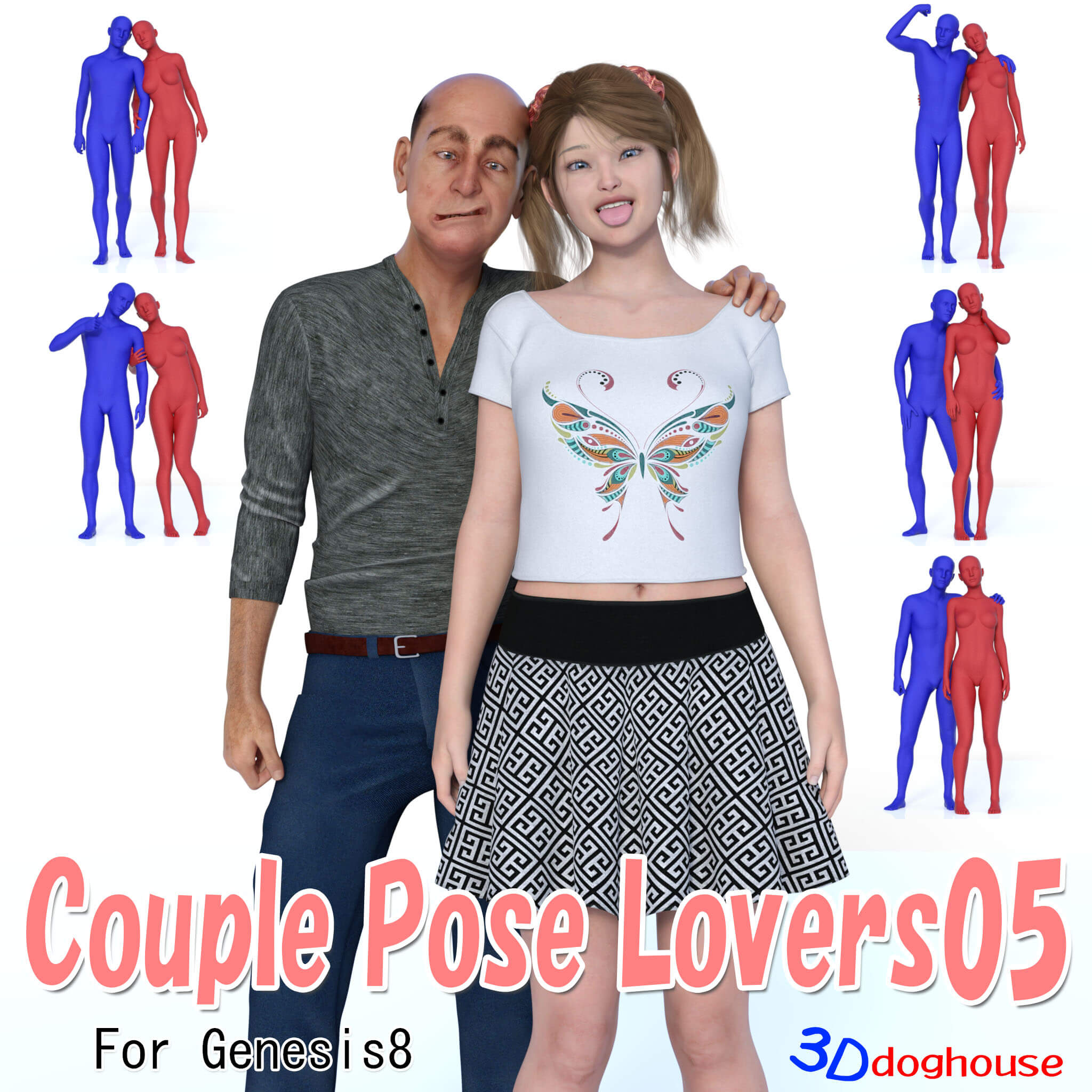 Couple Pose Lovers05 for G8 - Daz Content by 3d-doghouse