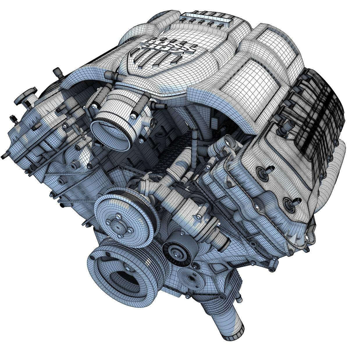 2012 Ford Mustang Boss 302 V8 Engine - 3D Model by 3D Horse