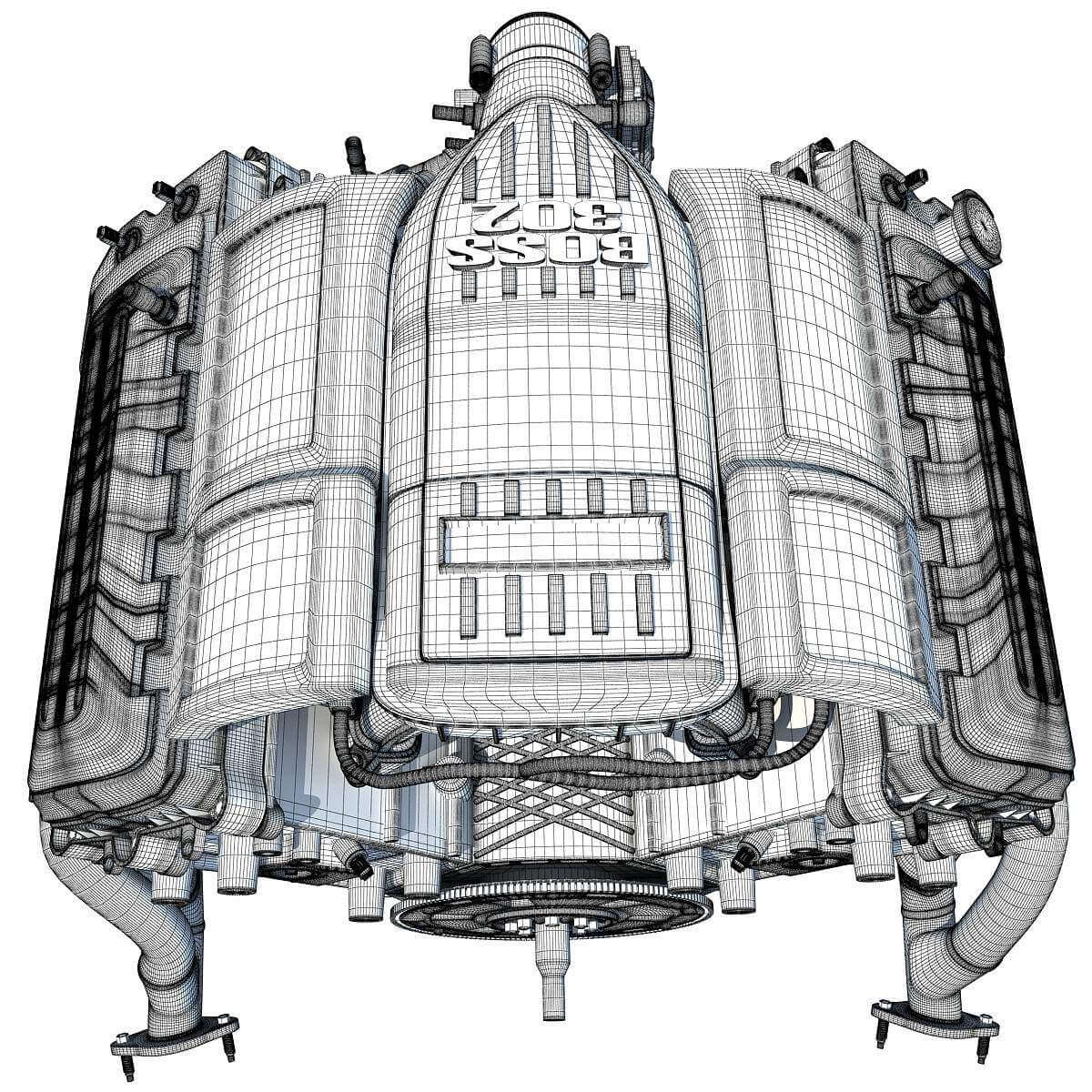 2012 Ford Mustang Boss 302 V8 Engine - 3D Model by 3D Horse