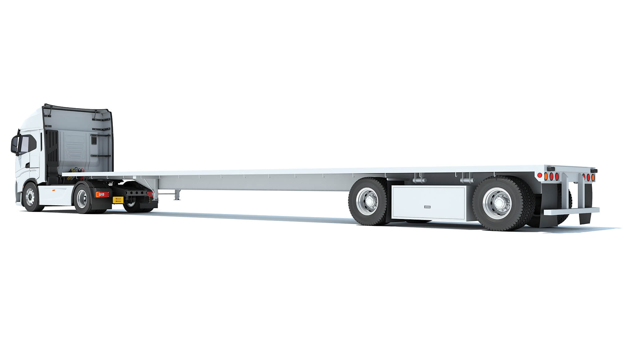 3D Semi Truck with Flatbed Trailer by 3D Horse