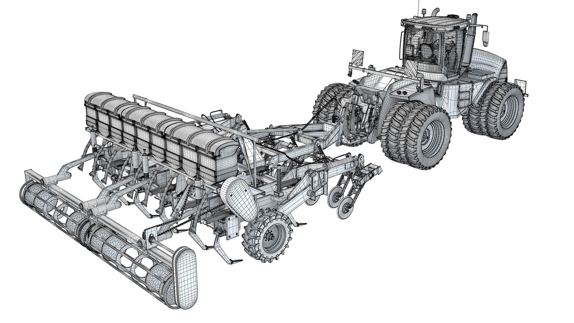 Articulated Tractor with Seed Drill - 3D Model by 3D Horse