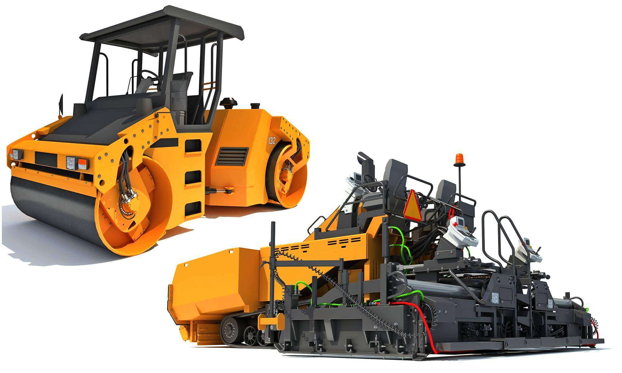 Asphalt Paver and Roller - 3D Model by 3D Horse
