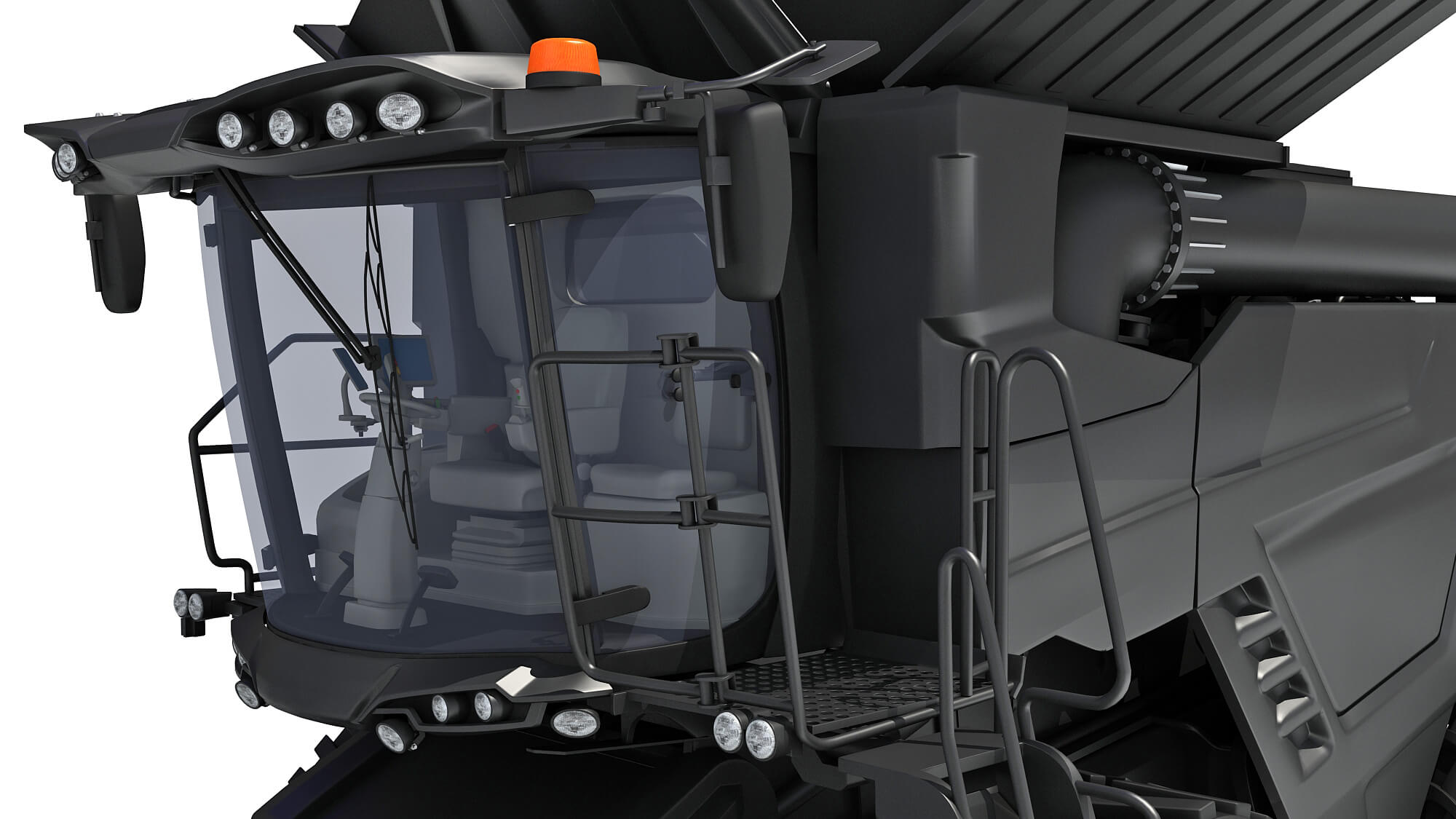 Black Combine Harvester V3 - 3D Model by 3D Horse