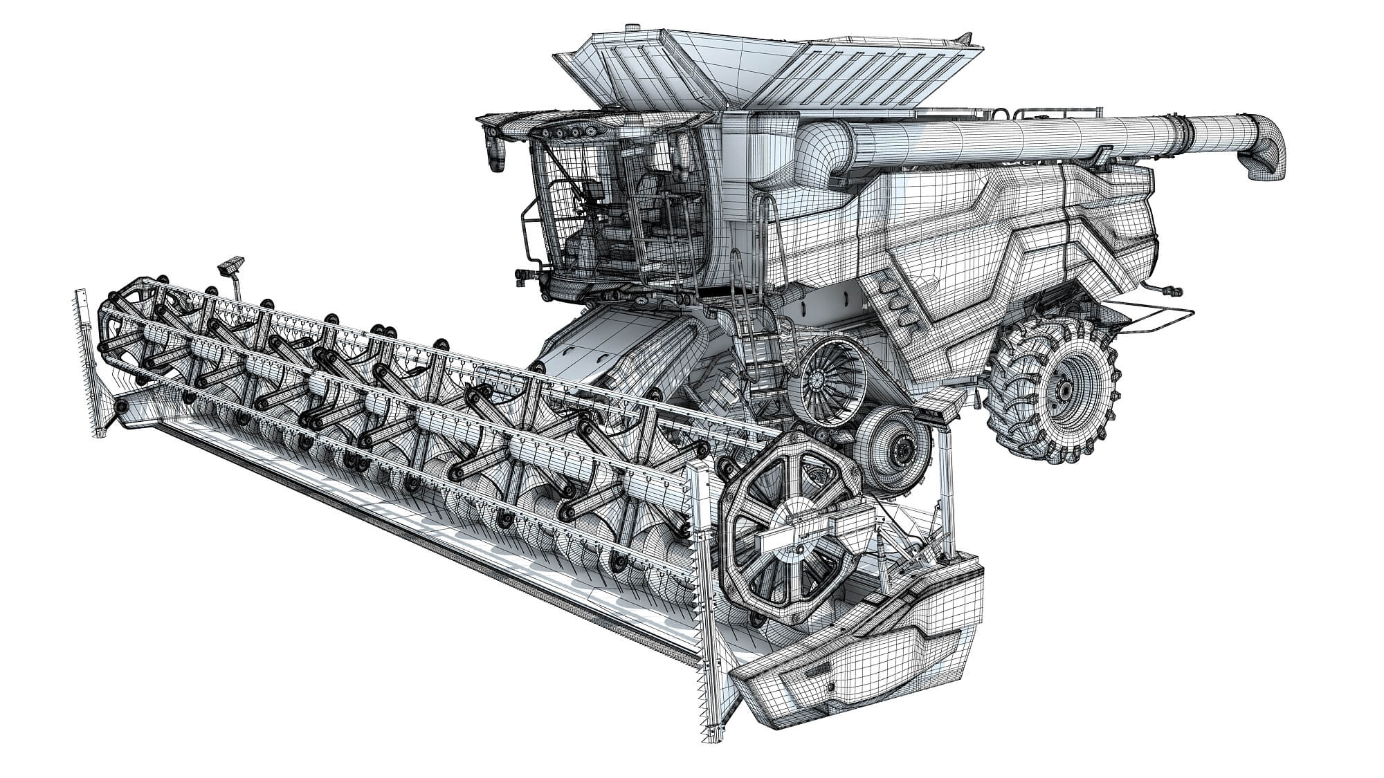 Black Combine Harvester V3 - 3D Model by 3D Horse