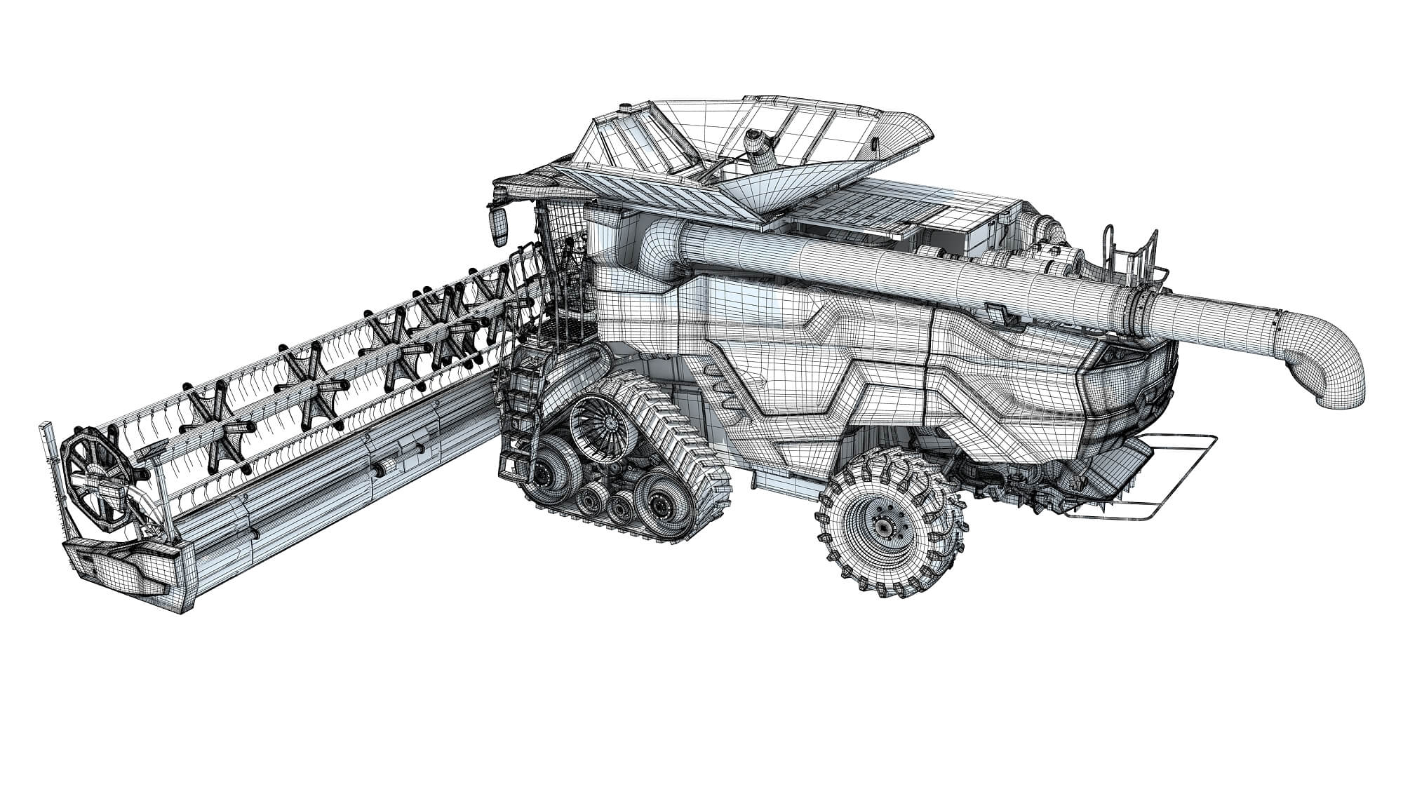 Black Combine Harvester V3 - 3D Model by 3D Horse