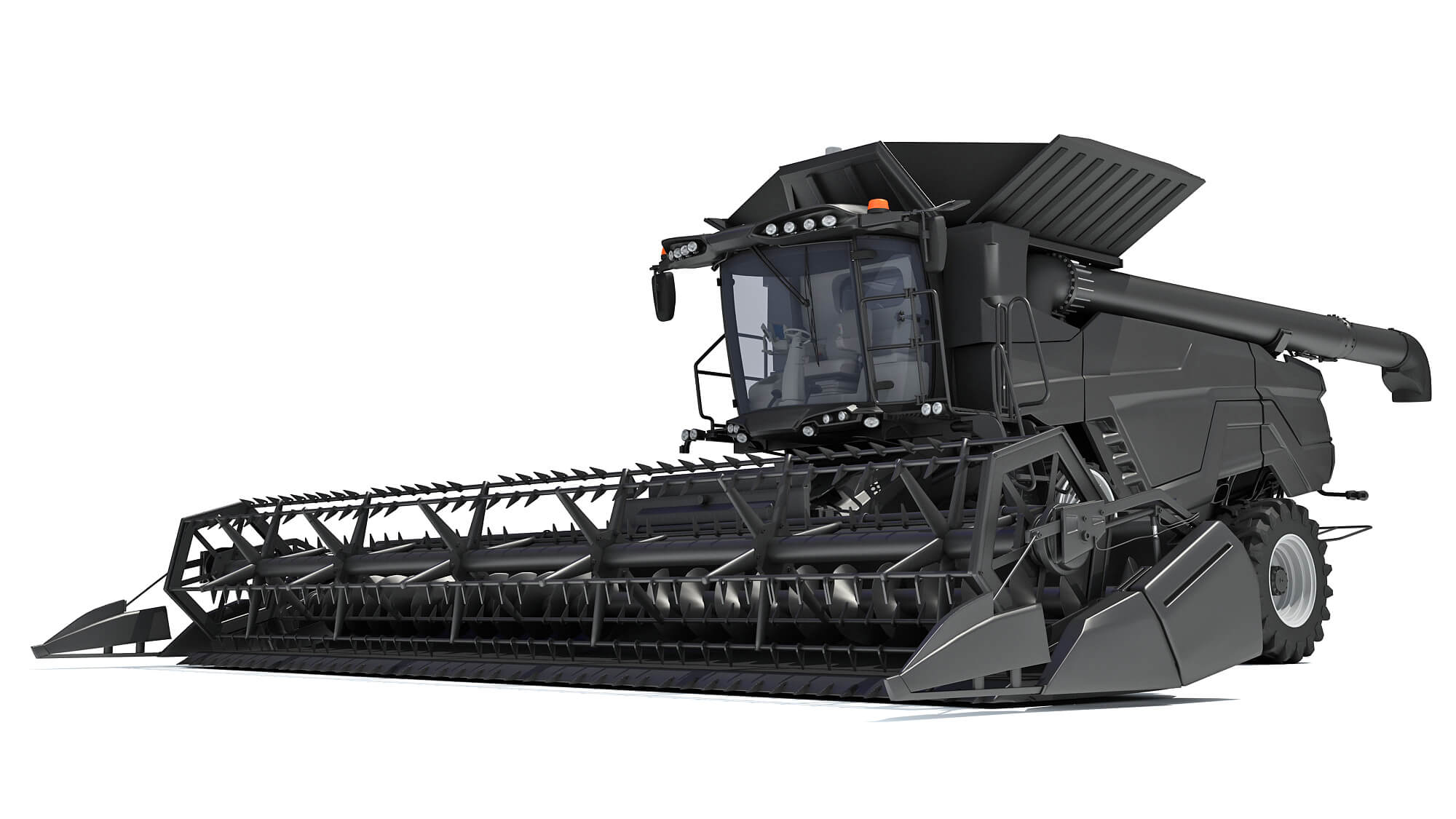 Black Combine Harvester V4 - 3D Model by 3D Horse