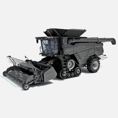 Black Combine Harvester V5 - 3D Model by 3D Horse