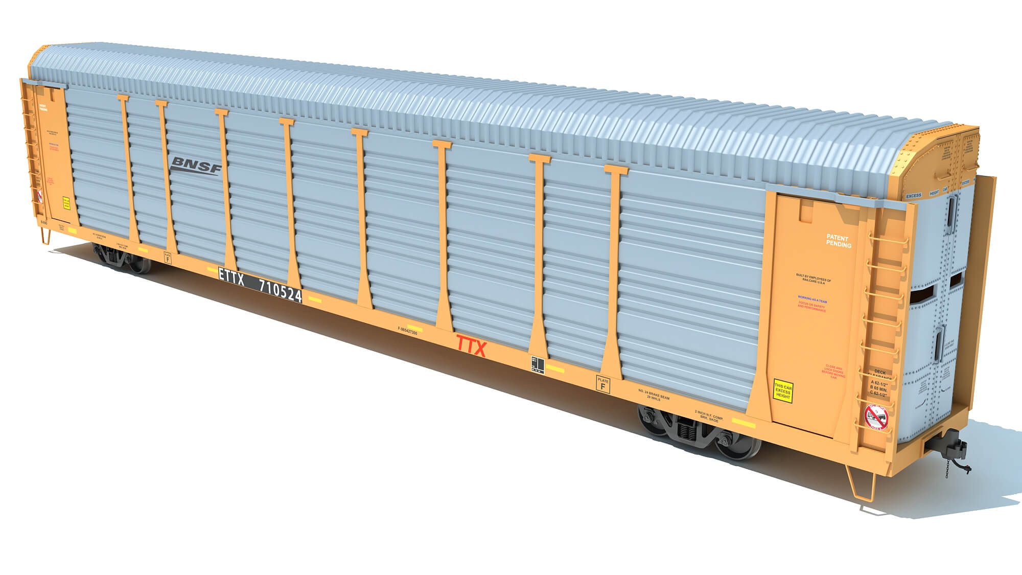 BNSF Auto Carrier Railroad Car - 3D Model by 3D Horse