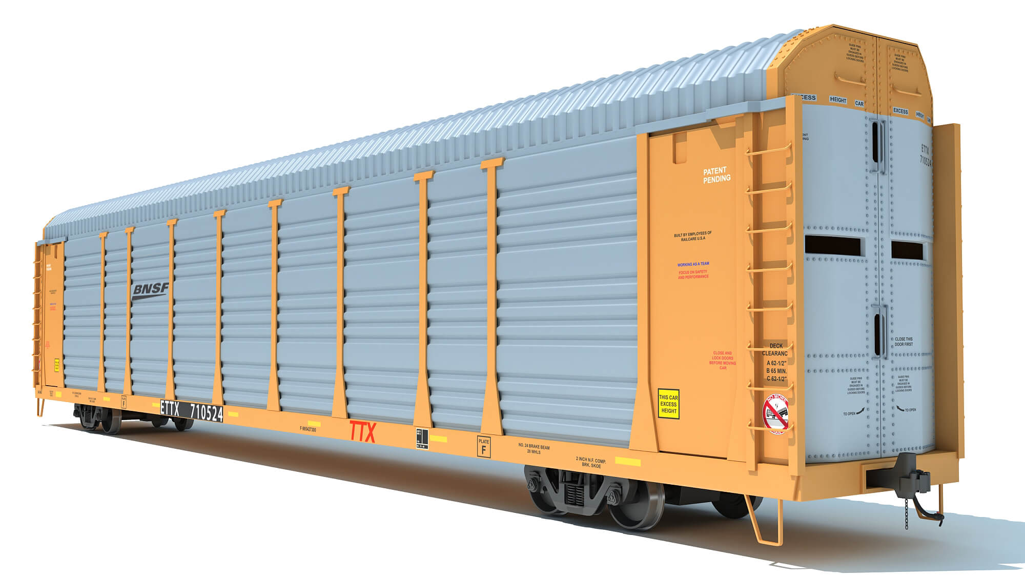 BNSF Auto Carrier Railroad Car - 3D Model by 3D Horse