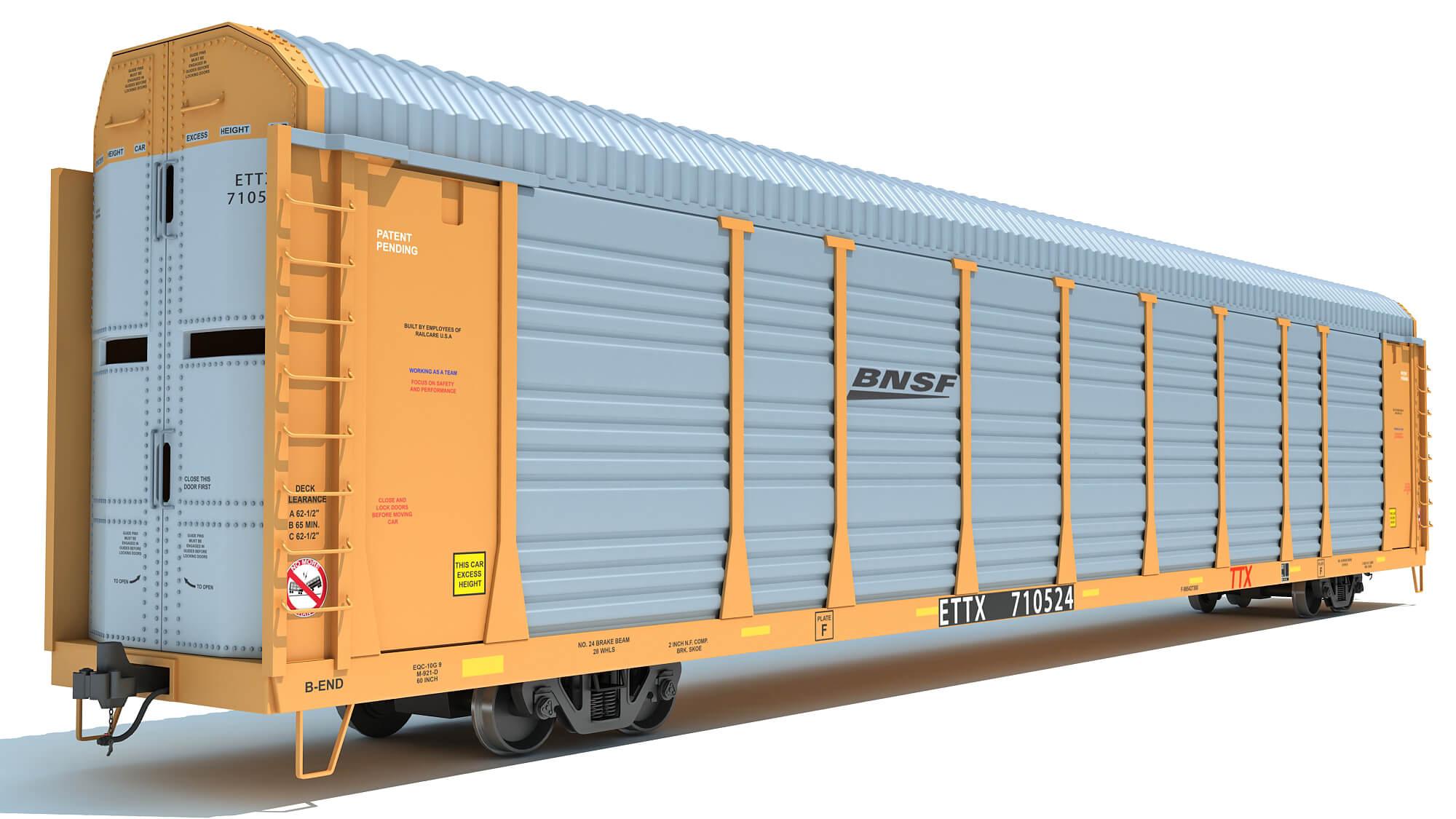 BNSF Auto Carrier Railroad Car - 3D Model by 3D Horse