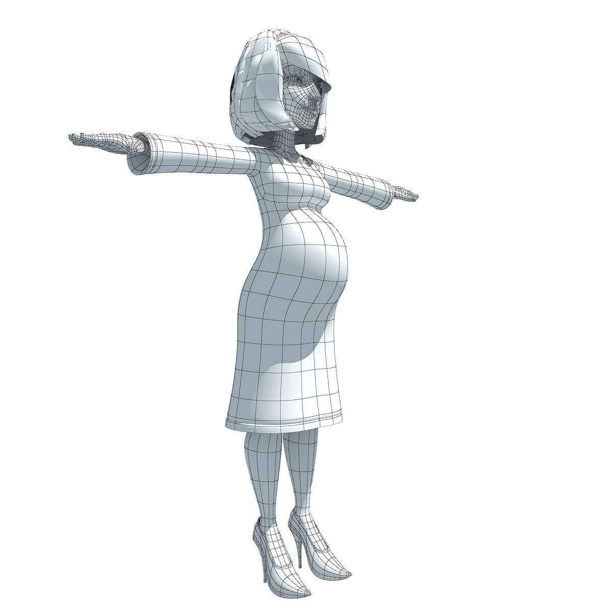 Cartoon Pregnant Woman - 3D Model by 3D Horse