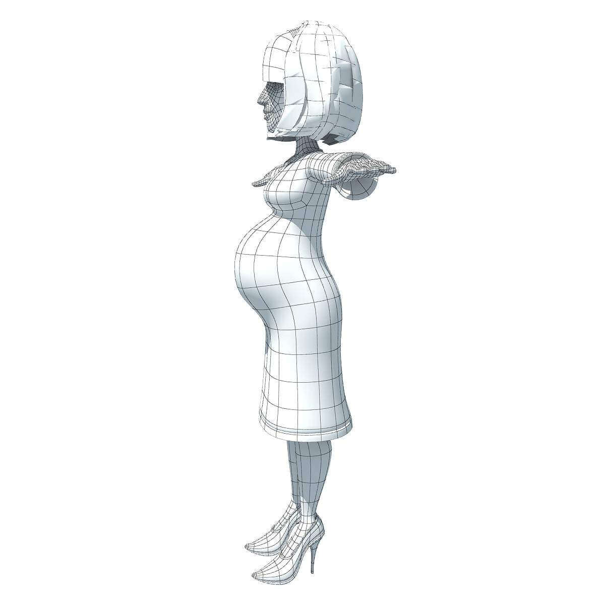 Cartoon Pregnant Woman - 3D Model by 3D Horse