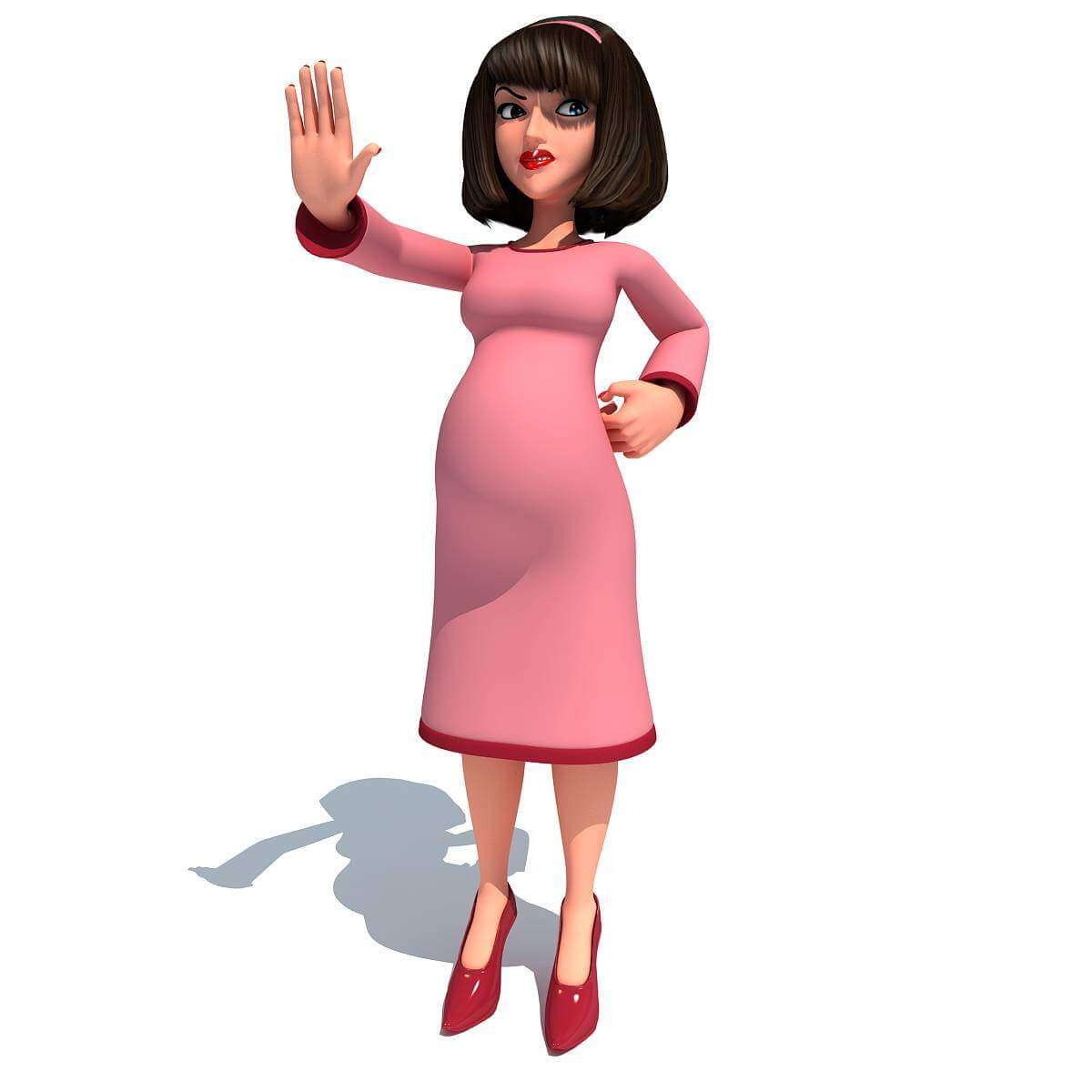 Cartoon Pregnant Woman - 3D Model by 3D Horse