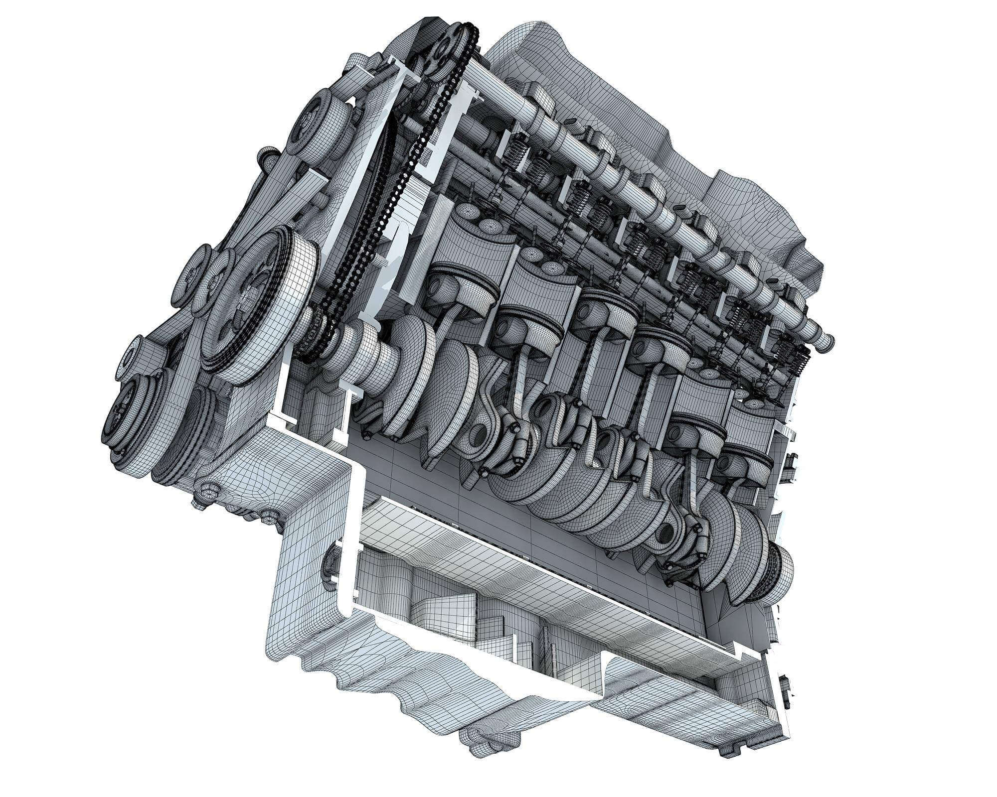 Cutaway V12 Engine with Ignition - 3D Model by 3D Horse