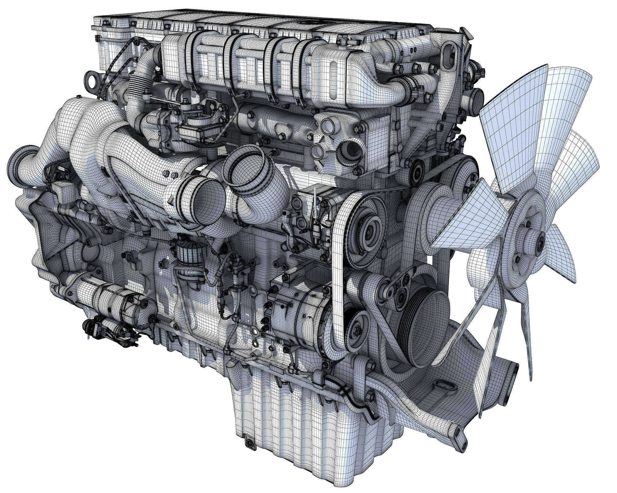 Detroit DD16 Truck Engine - 3D Model by 3D Horse