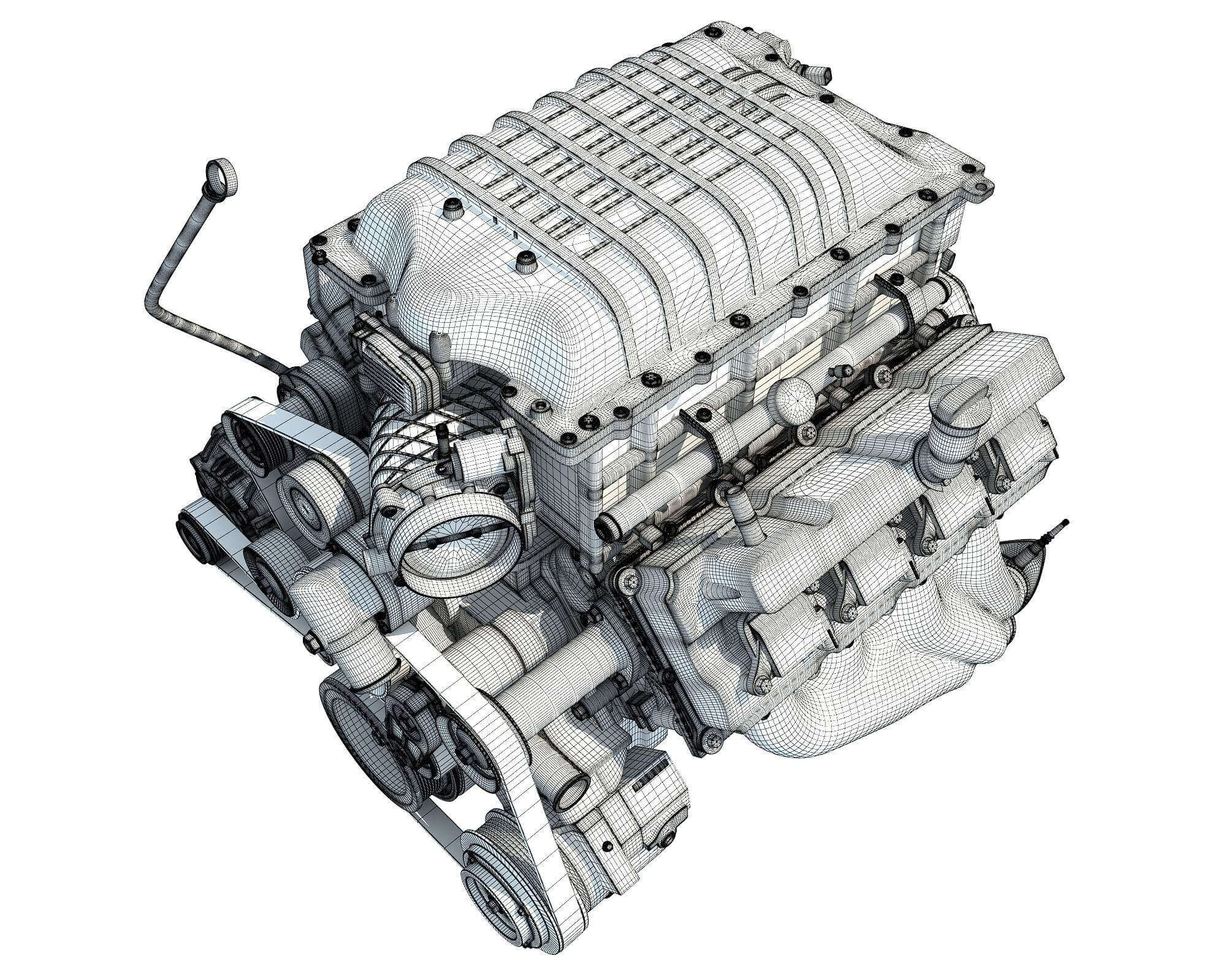Dodge Supercharged HEMI V8 Engine - 3D Model by 3D Horse