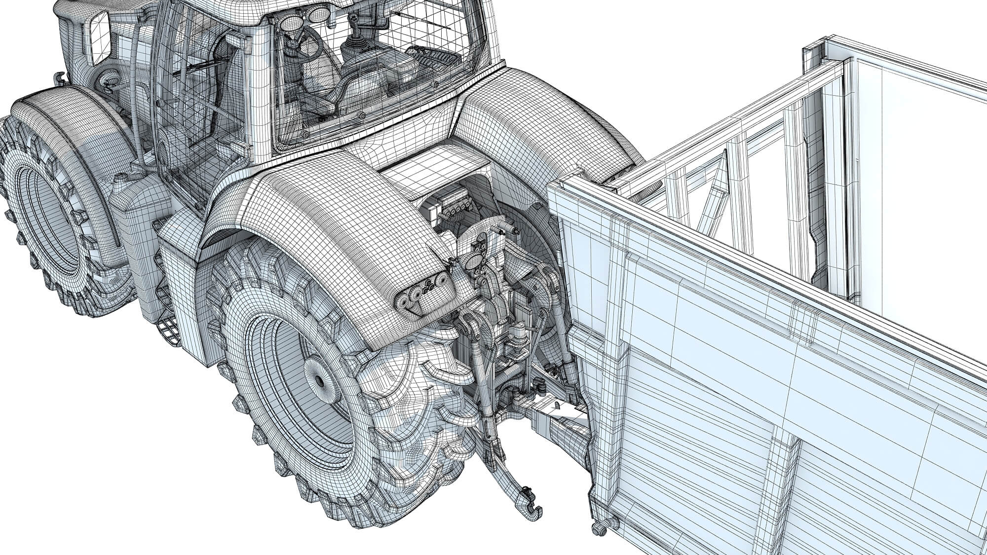 Farm Tractor with Trailer - 3D Model by 3D Horse