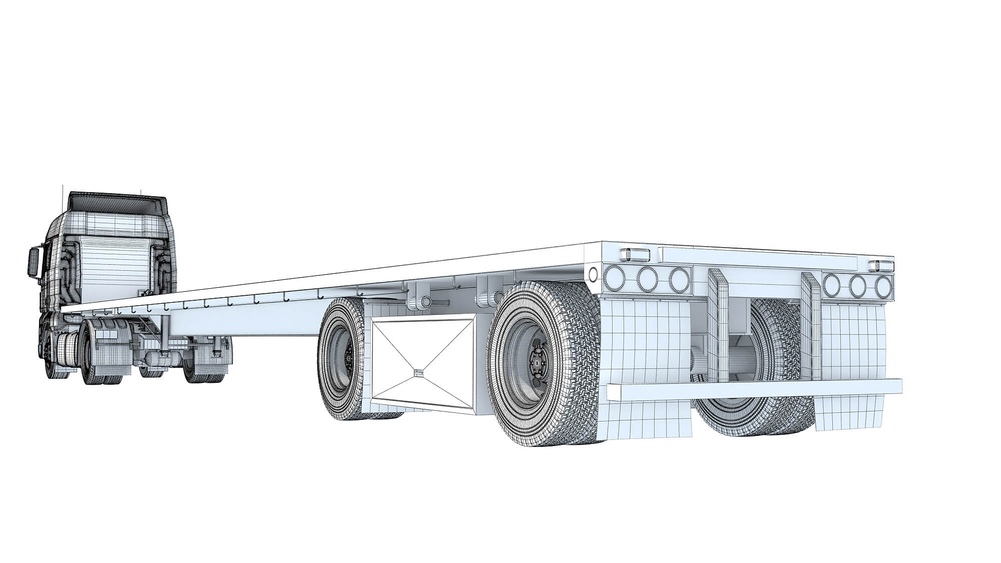 Freightliner Truck with Flatbed Trailer - 3D Model by 3D Horse