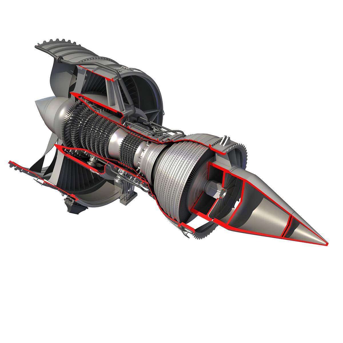 Full and Cutaway Turbofan Engine - 3D Model by 3D Horse