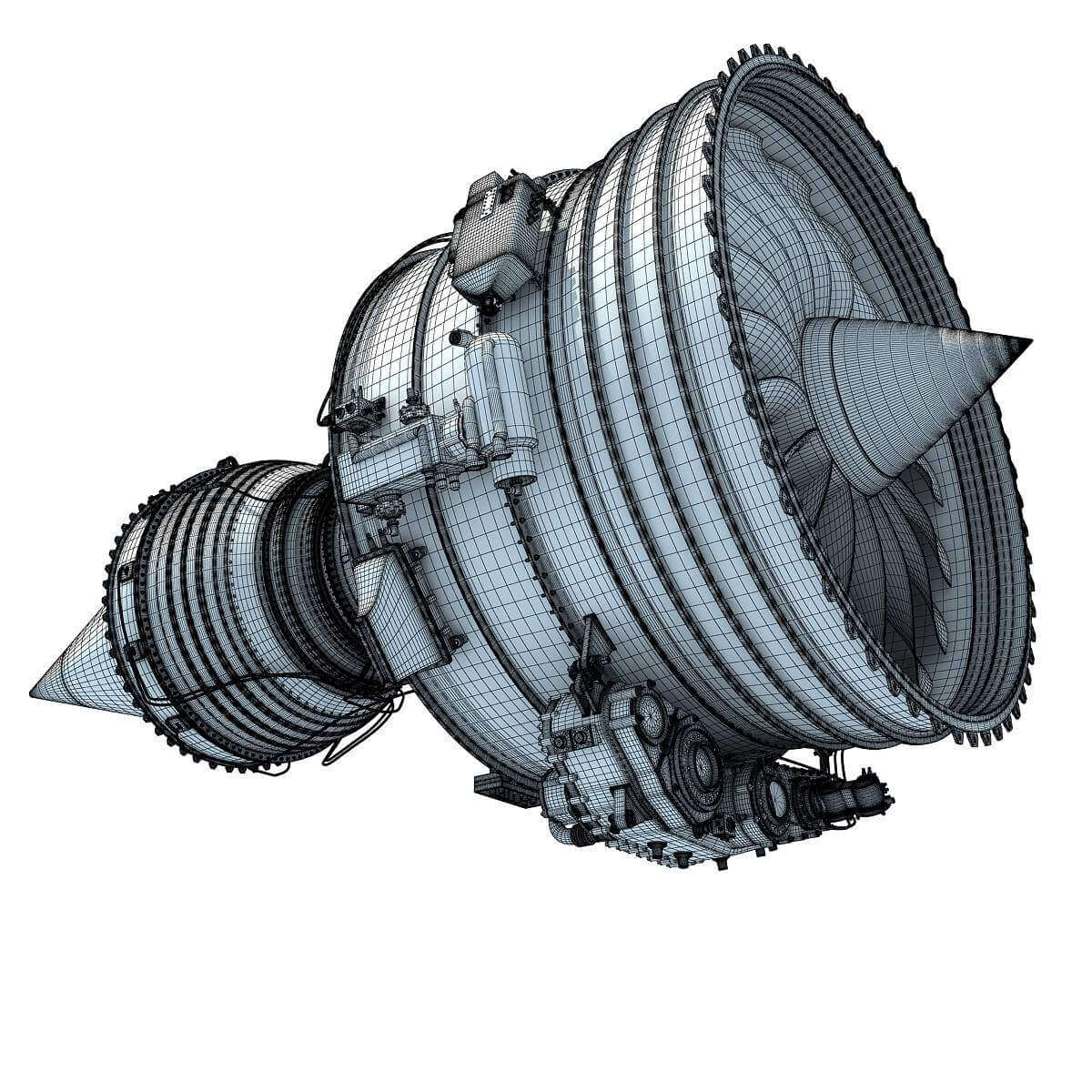 Full and Cutaway Turbofan Engine - 3D Model by 3D Horse