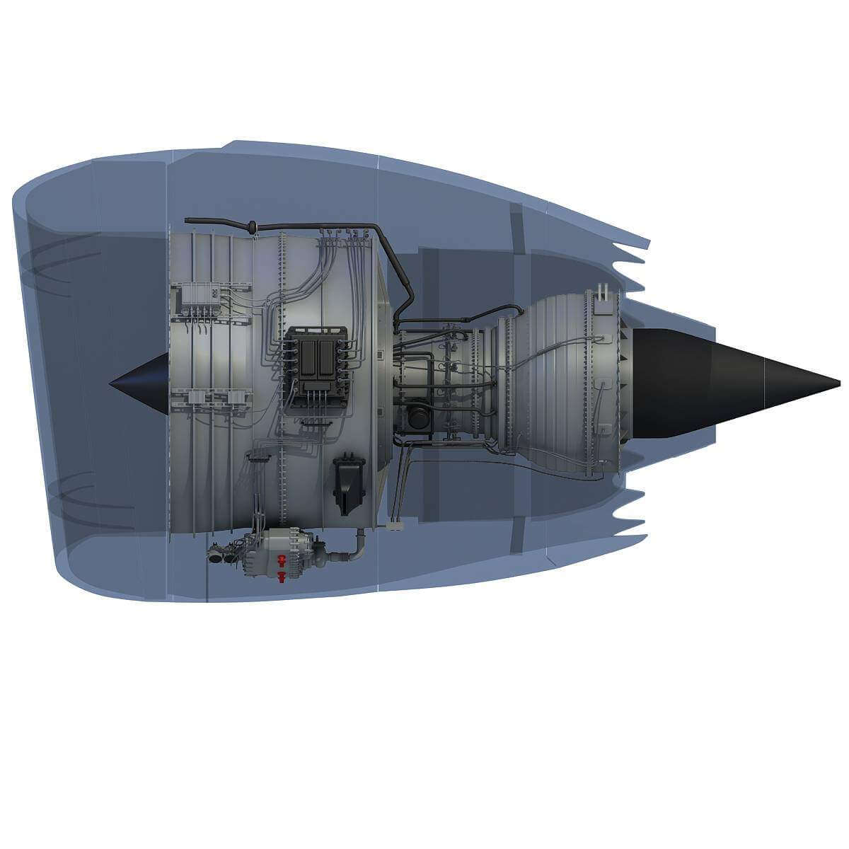 Full and Cutaway Turbofan Engine - 3D Model by 3D Horse