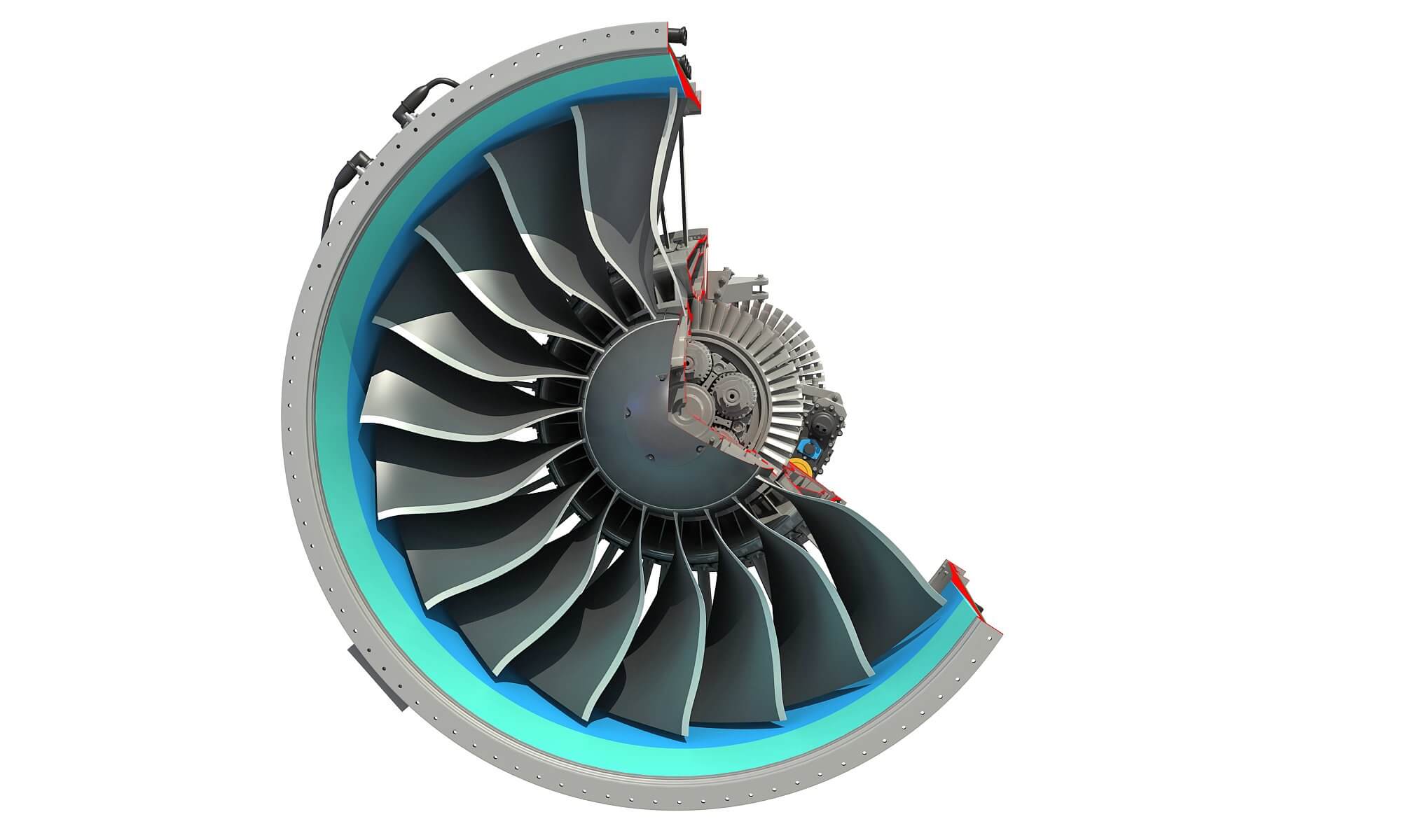 Full and Cutaway Turbofan Engine - 3D Model by 3D Horse